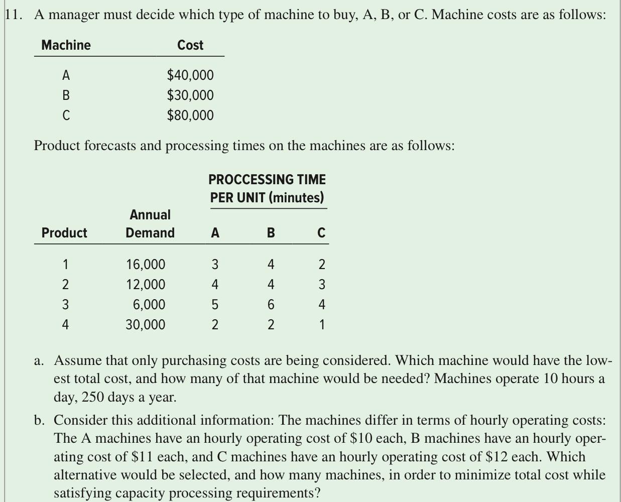 Solved 1. A manager must decide which type of machine to | Chegg.com