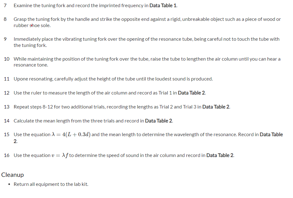 Solved In this exercise, you will construct a resonance tube | Chegg.com