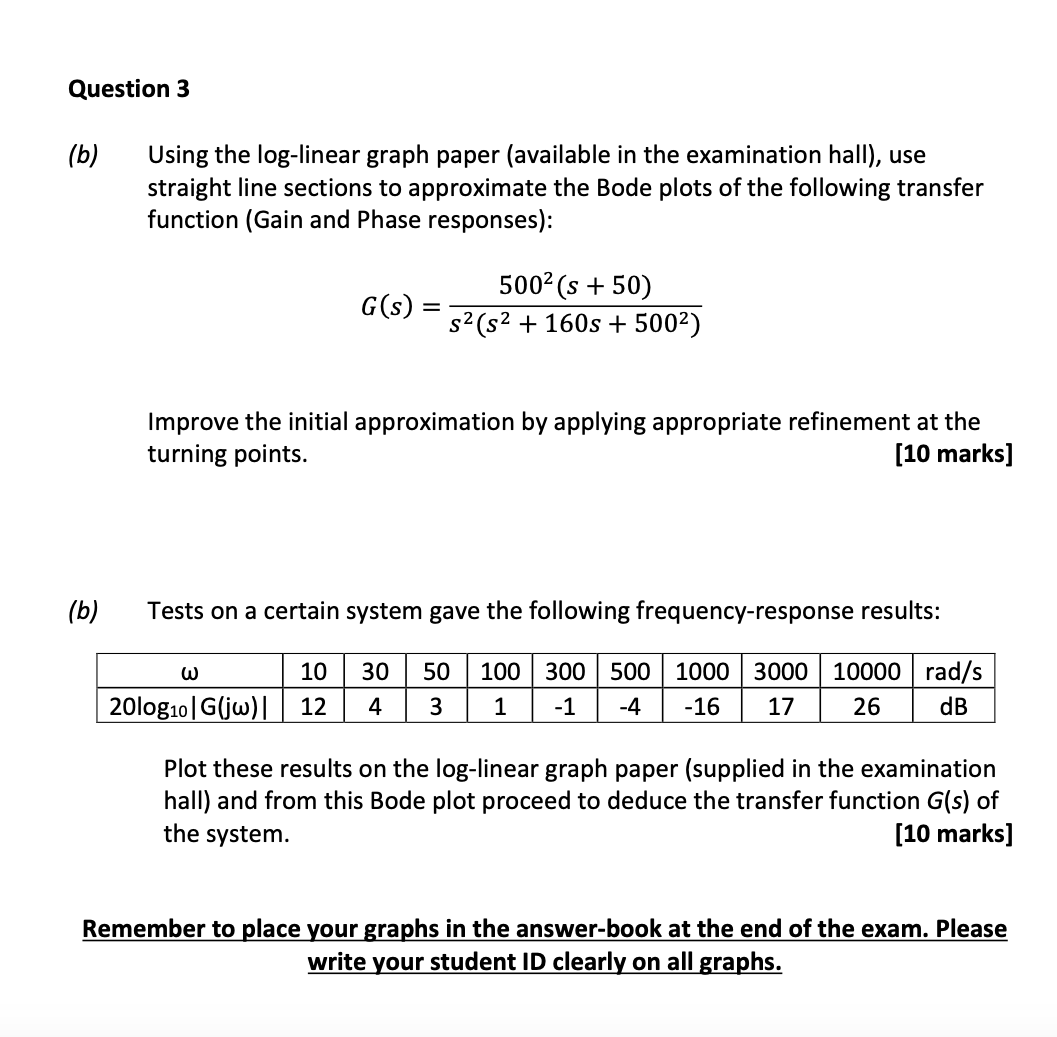 Question 3(b) ﻿Using the log-linear graph paper | Chegg.com