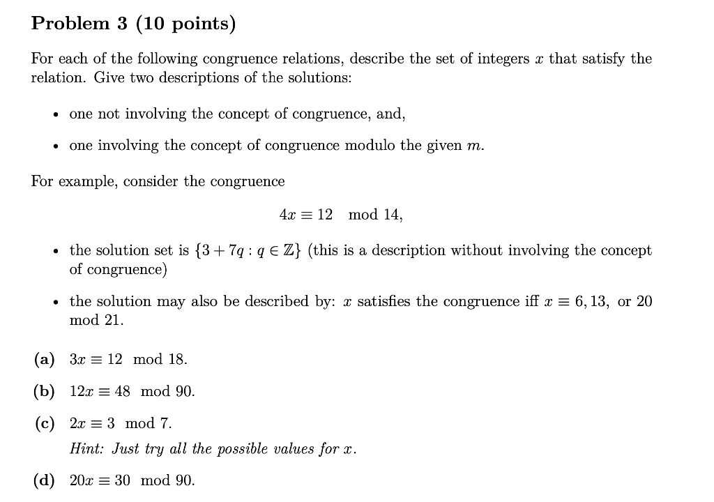Solved Problem 3 (10 points) For each of the following | Chegg.com