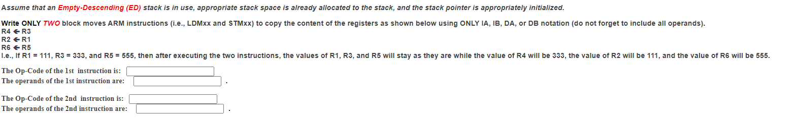 Solved Assume that an Empty-Descending (ED) stack is in use, | Chegg.com