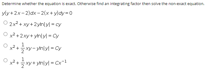 Solved Determine whether the equation is exact. Otherwise | Chegg.com