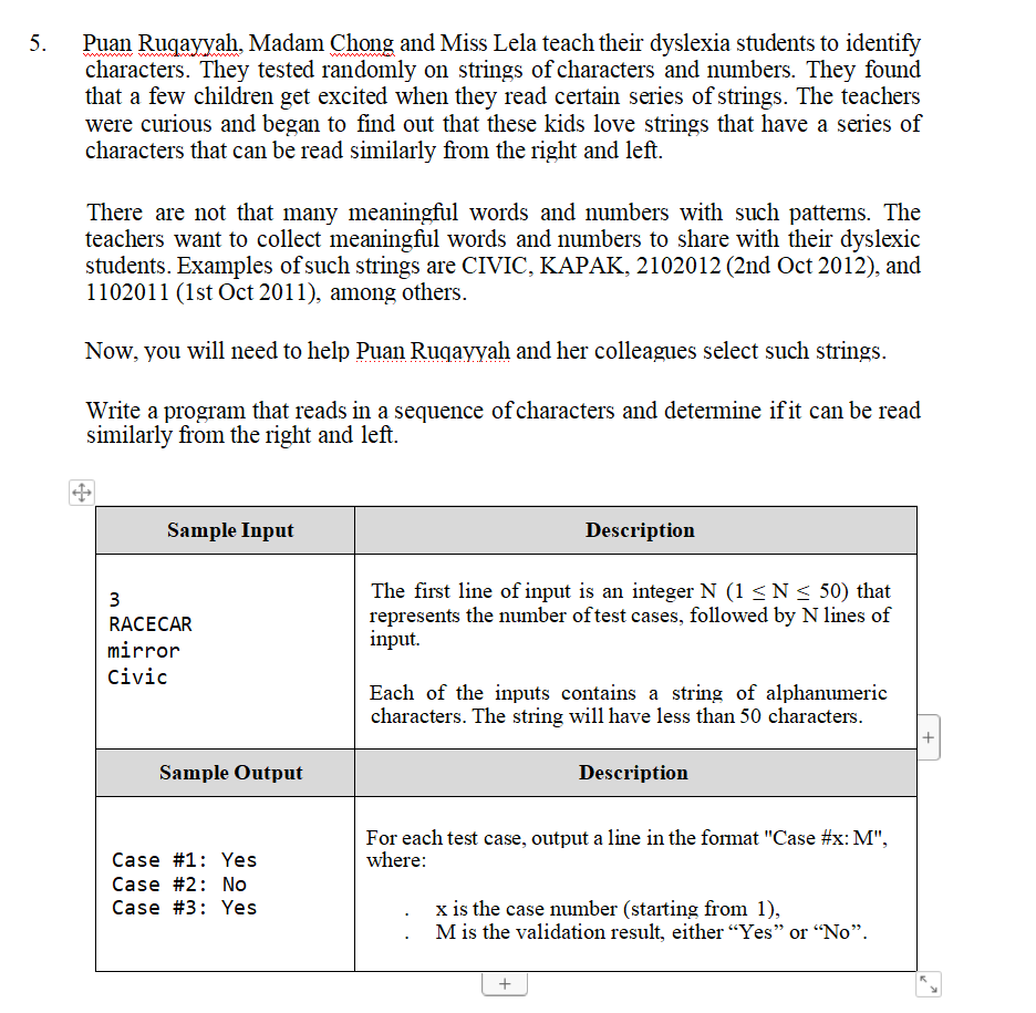 Solved Puan Ruqayyah, Madam Chong and Miss Lela teach their | Chegg.com