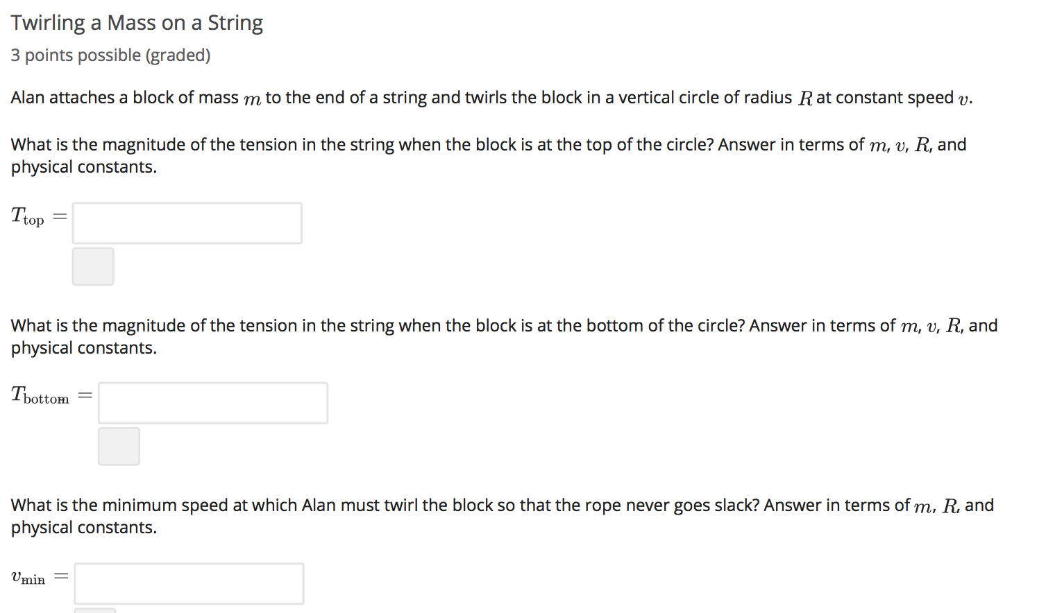 Solved Twirling a Mass on a String 3 points possible | Chegg.com