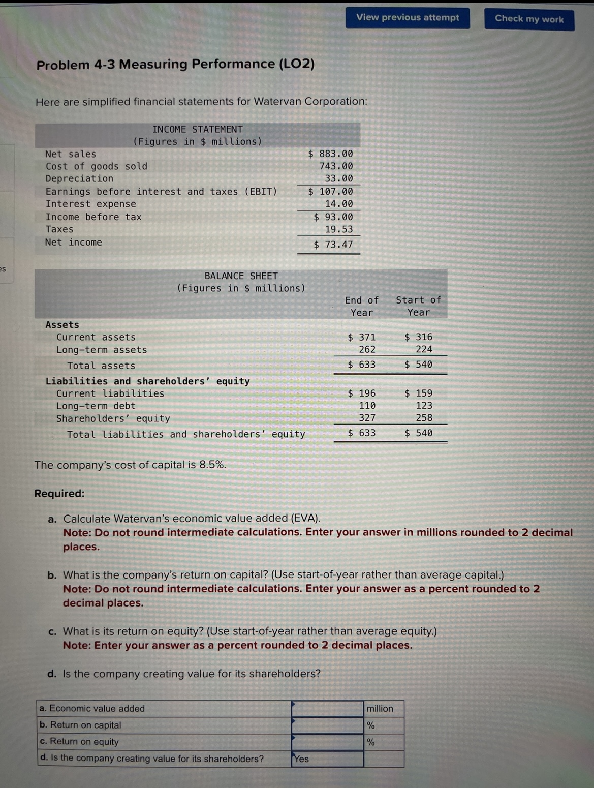 Solved Problem 4-3 Measuring Performance (LO2) Here are | Chegg.com