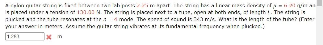 Solved A nylon guitar string is fixed between two lab posts | Chegg.com