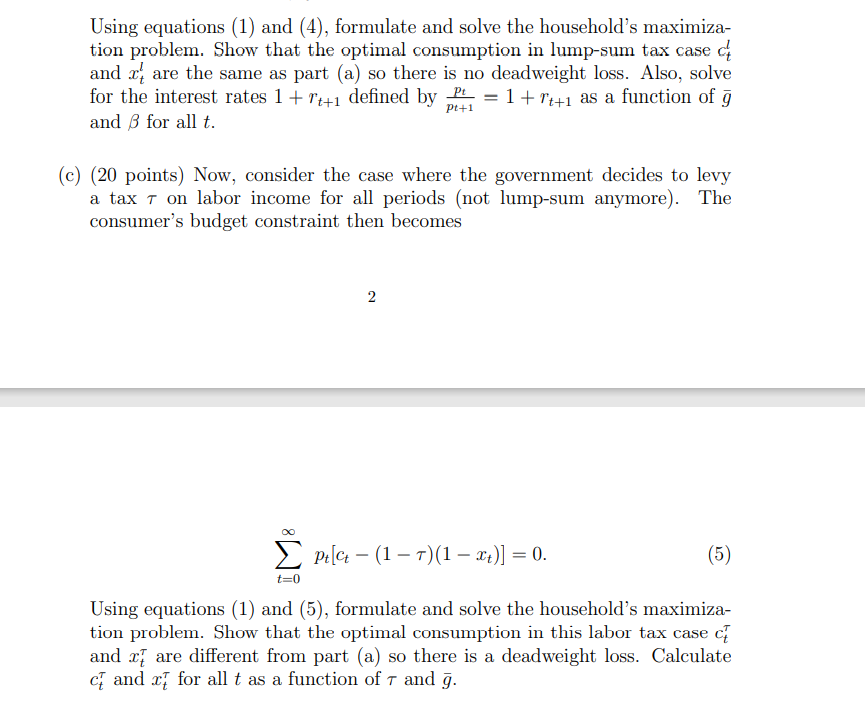 3. about taxation. The following model is based on | Chegg.com