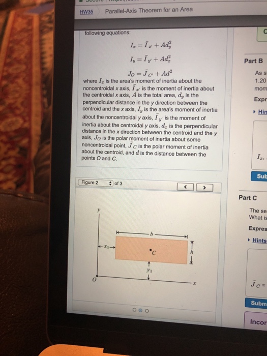Solved Hw35 Parallel-Axis Theorem for an Area following | Chegg.com