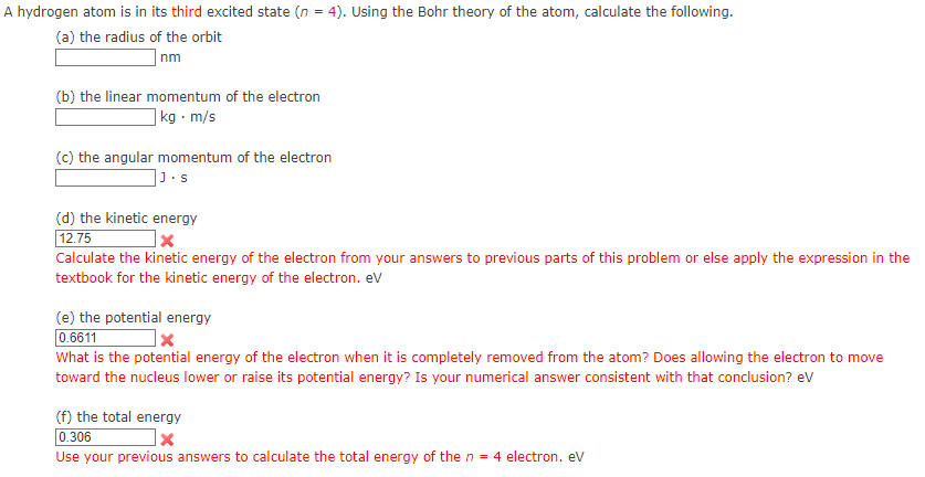 Solved hydrogen atom is in its third excited state \\( (n=4) | Chegg.com
