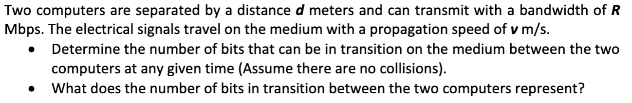 Solved Two computers are separated by a distance d meters | Chegg.com