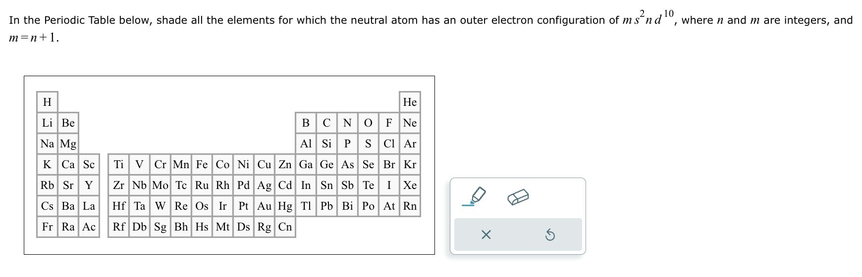 Solved In the Periodic Table below, shade all the elements | Chegg.com