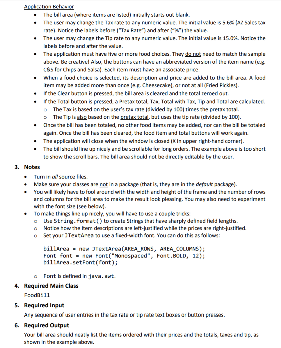 Solved Restaurant Bill Application 1. Overview You are to | Chegg.com