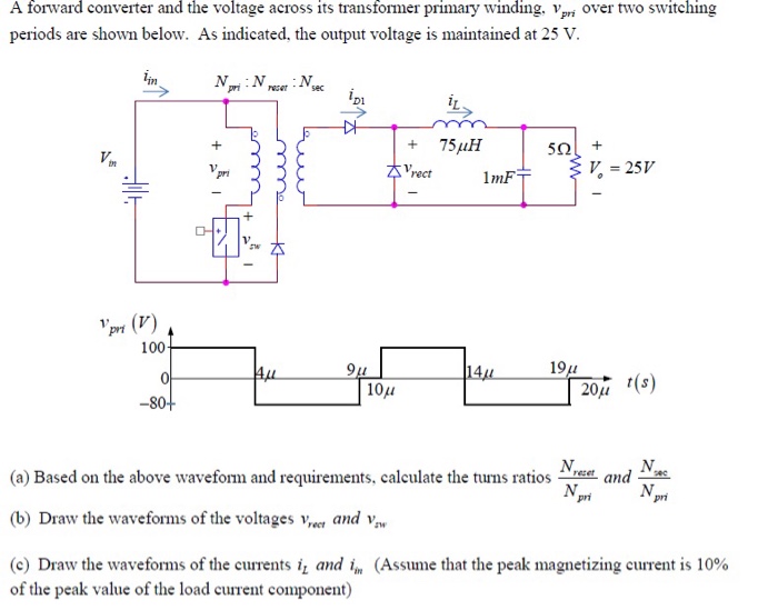 Solved A forward converter and the voltage across its | Chegg.com