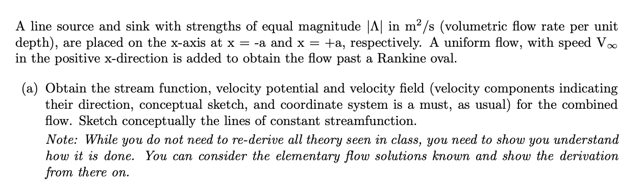 Solved A line source and sink with strengths of equal | Chegg.com