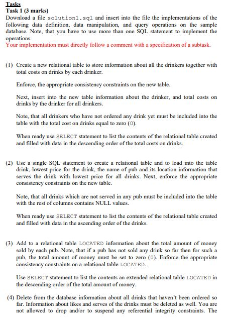 SQL script dbcreate.sql can be used to create the | Chegg.com