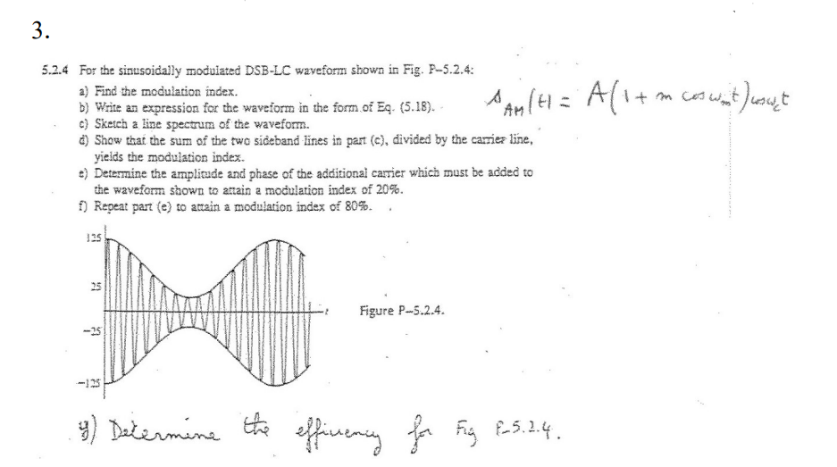 Solved 5.2.4 For the sinusoidally moduiated DSB-LC waveform | Chegg.com