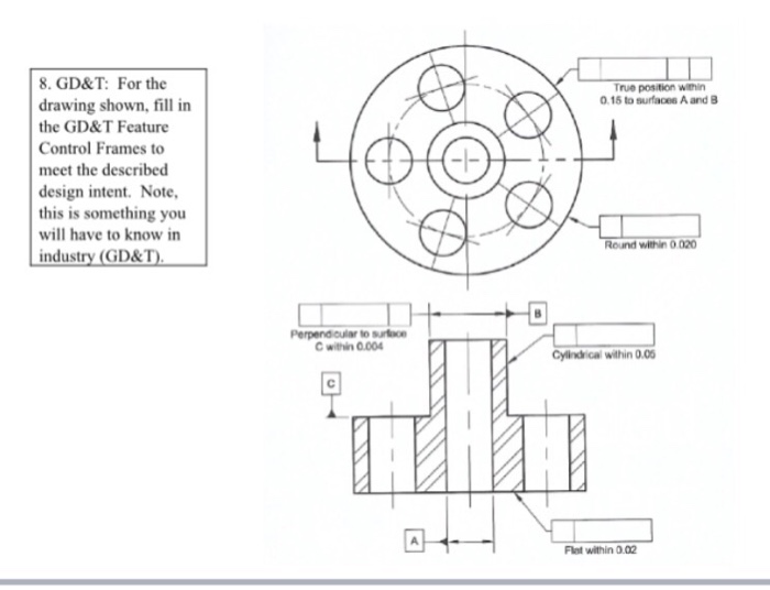 Solved GD & T: For the drawing shown, fill in the GD & T | Chegg.com
