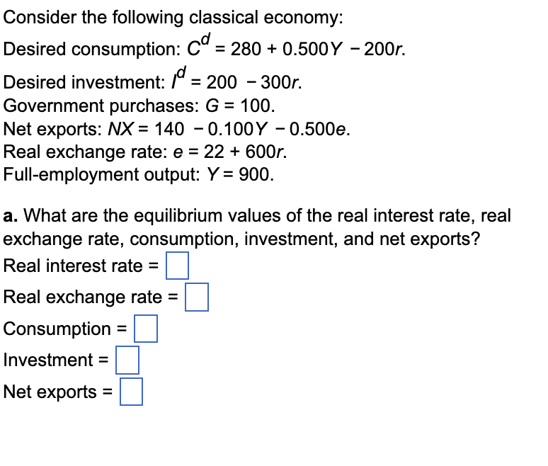 Solved Consider the following classical economy: Desired | Chegg.com