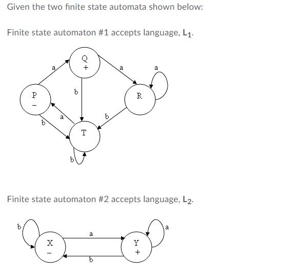 Solved Given the two finite state automata shown below: | Chegg.com
