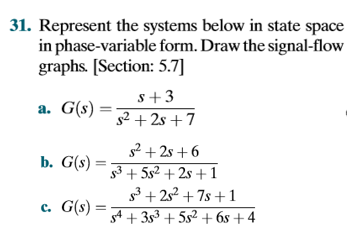 Solved 31. Represent the systems below in state space in | Chegg.com