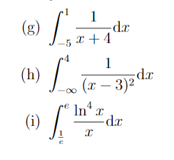 Solved 1 (g) | dc .+4 (h) 1 L. (.x – 3)2 . 3)2d1 In 1 (i) $ | Chegg.com