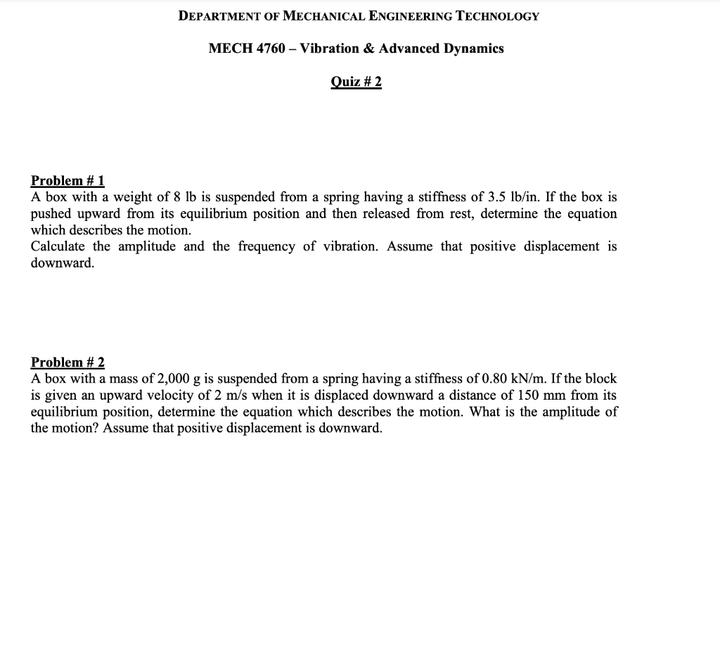 Solved DEPARTMENT OF MECHANICAL ENGINEERING TECHNOLOGY MECH | Chegg.com