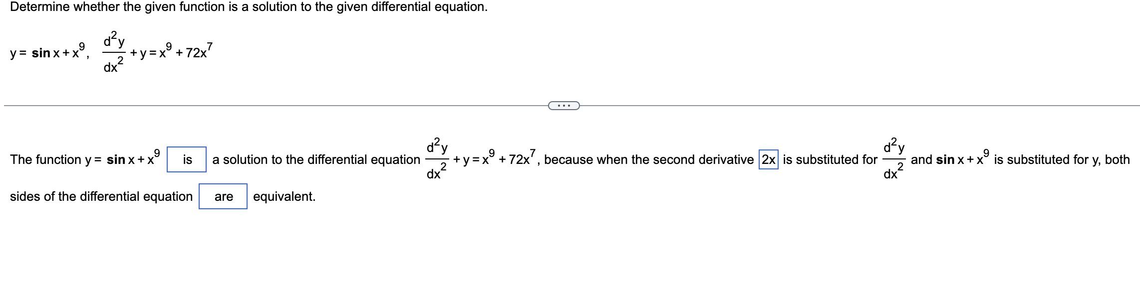 Solved y=sinx+x9,dx2d2y+y=x9+72x7 The function y=sinx+x9 a | Chegg.com