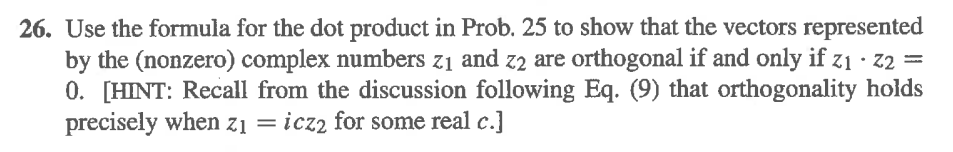 26. Use the formula for the dot product in Prob. 25 | Chegg.com