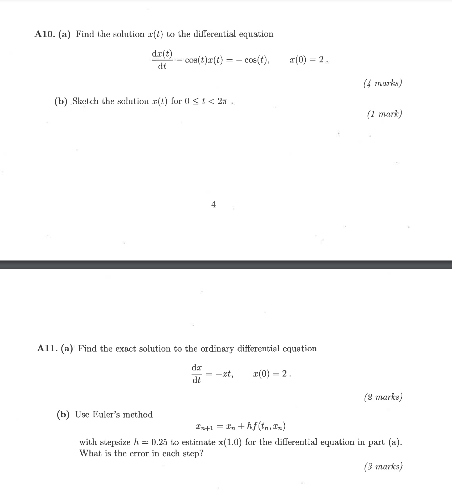 Solved A10. (a) Find the solution \\( x(t) \\) to the | Chegg.com