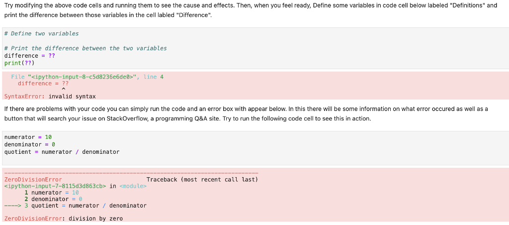 Solved Try modifying the above code cells and running them | Chegg.com
