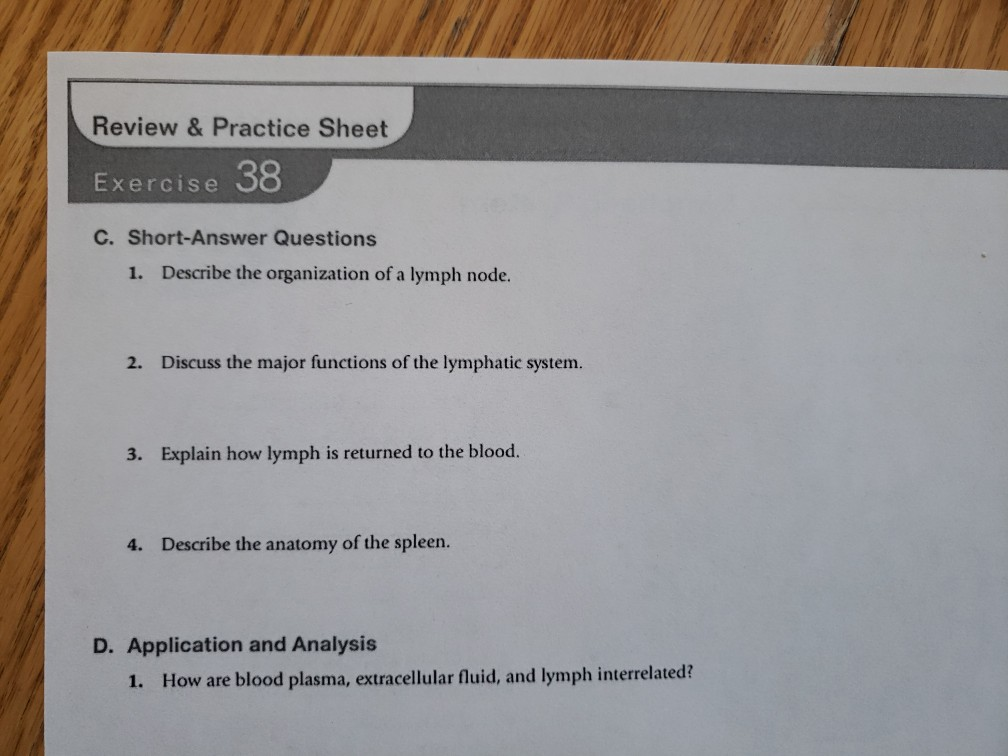 Solved Review &Practice Sheet Exercise 38 C. Short-Answer | Chegg.com