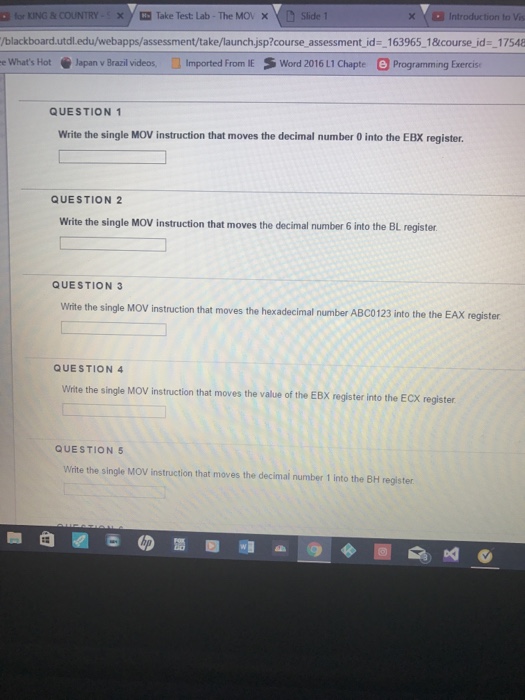 Solved Write the single MOV instruction that moves the | Chegg.com