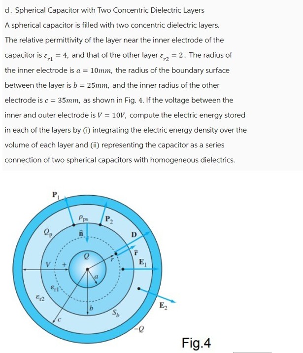 Solved d. ﻿Spherical Capacitor with Two Concentric | Chegg.com