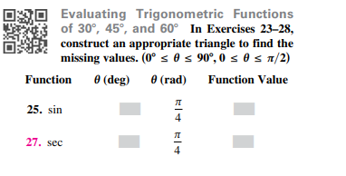 Solved Evaluating Trigonometric Functions of 30°, 45°, and | Chegg.com