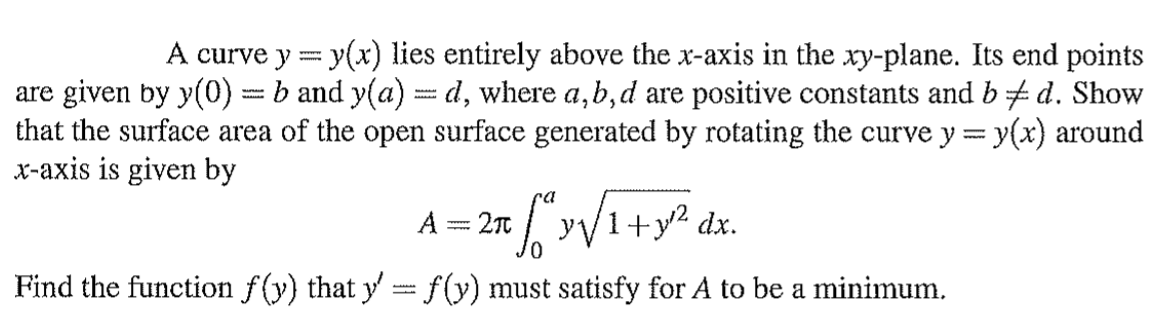 Solved A curve y = y(x) lies entirely above the x-axis in | Chegg.com