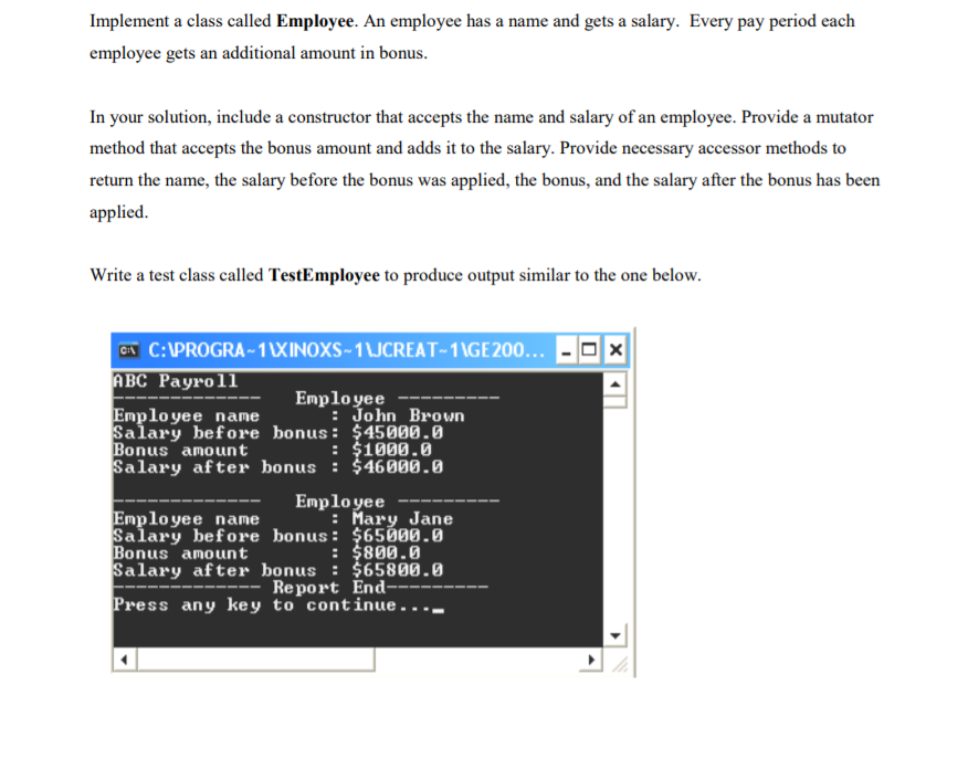 Solved Implement a class called Employee. An employee has a | Chegg.com