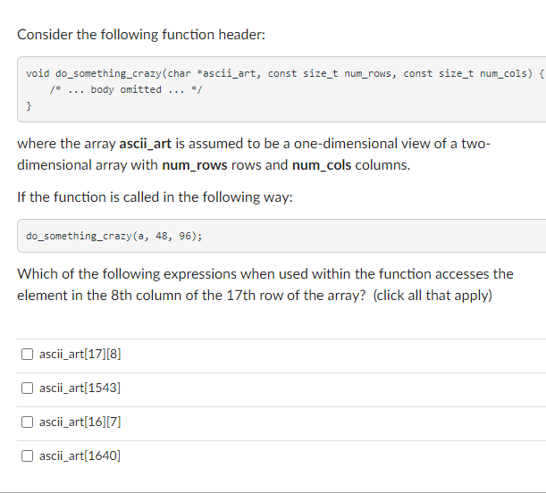 Solved Thinking about the memory layout of multidimensional | Chegg.com