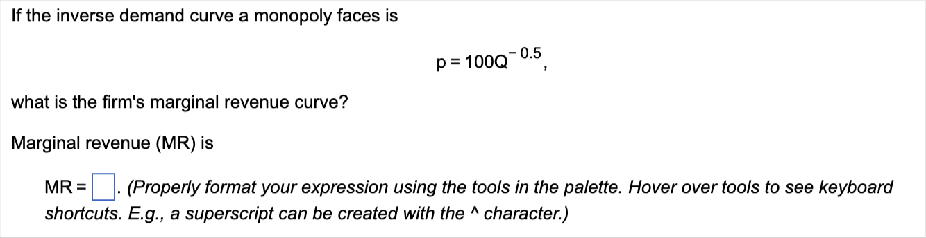 Solved If the inverse demand curve a monopoly faces is | Chegg.com