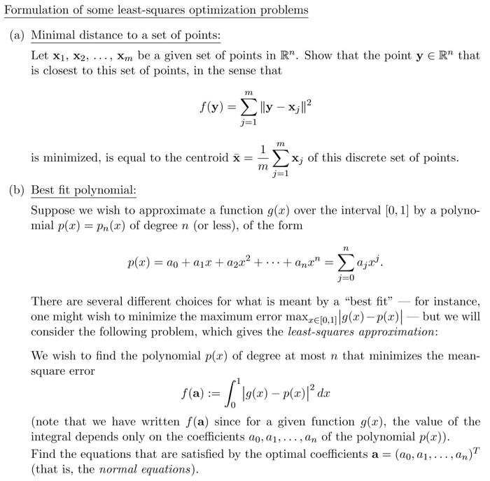 Solved Formulation of some least-squares optimization | Chegg.com