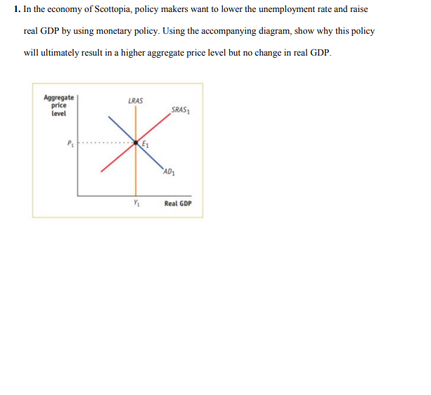 Solved 1. In the economy of Scottopia, policy makers want to | Chegg.com