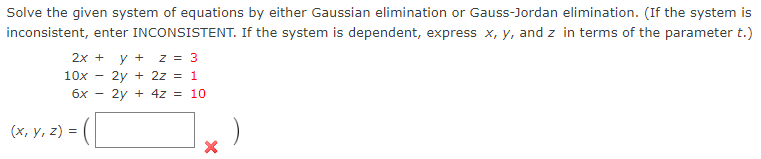 Solved Solve the given system of equations by either | Chegg.com