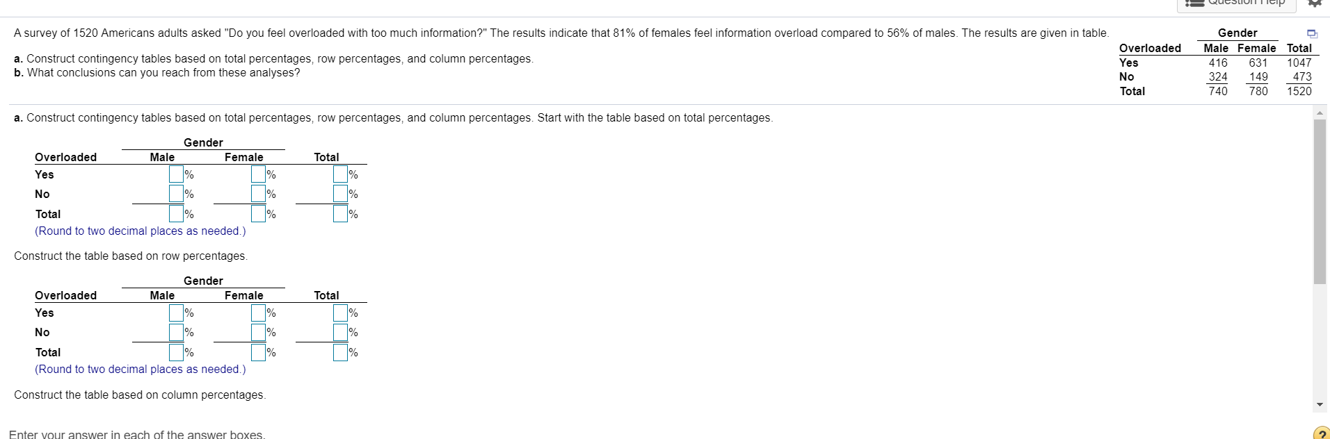 Solved A survey of 1520 Americans adults asked "Do you feel | Chegg.com