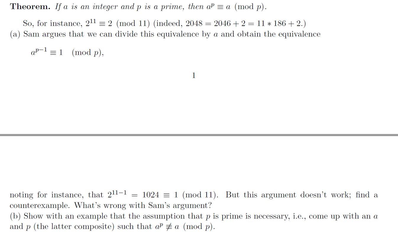 Solved Theorem. If a is an integer and p is a prime, then | Chegg.com