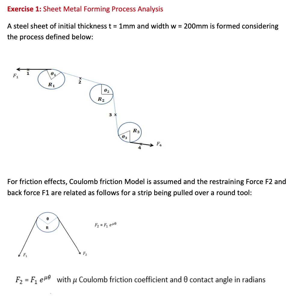 Solved Exercise 1: Sheet Metal Forming Process Analysis A | Chegg.com
