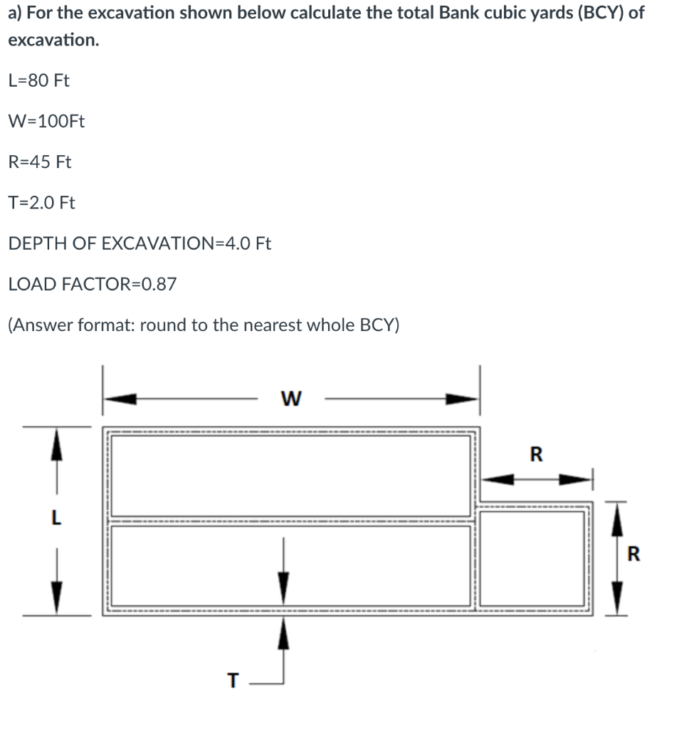 Solved a) For the excavation shown below calculate the total | Chegg.com
