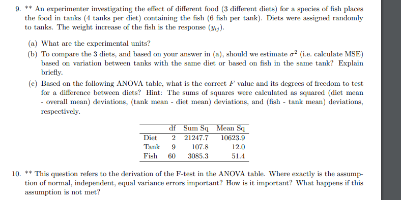 Solved An experimenter investigating the effect of different | Chegg.com