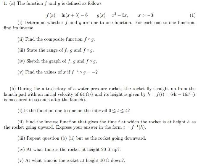 Solved 1. (a) The function f and g is defined as follows | Chegg.com