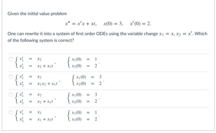 Solved Given the initial value problem X" = x'x + xt, x(0) = | Chegg.com