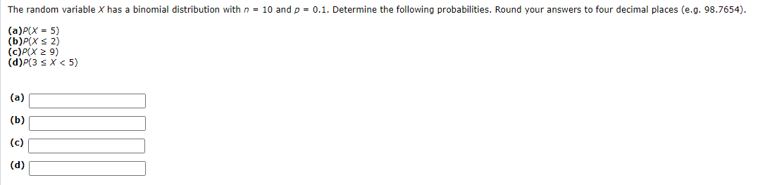 Solved The random variable X has a binomial distribution | Chegg.com