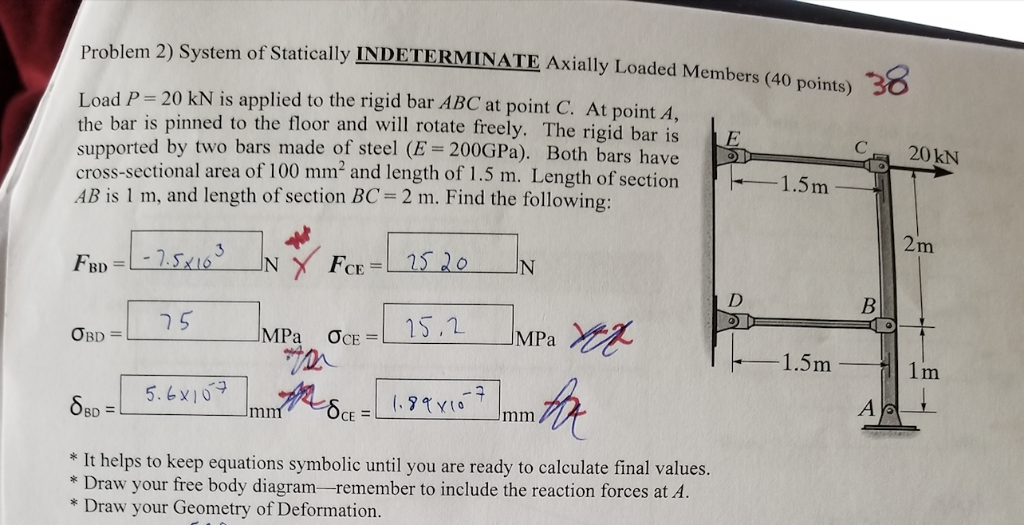 Solved Problem 2) System of Statically INDETERMINATE Axially | Chegg.com